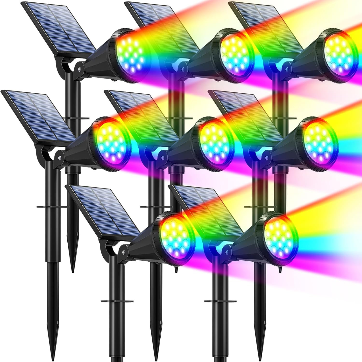 WELALO Solar Color Changing Spot Lights Outdoor Waterproof for Flag, [8 ...